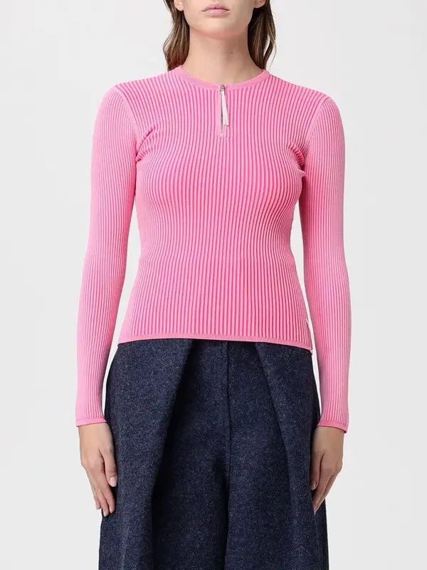 Sunnei Ribbed Knit Top With Zipper Detail