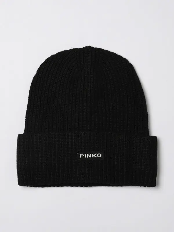 Pinko Ribbed Beanie - Black