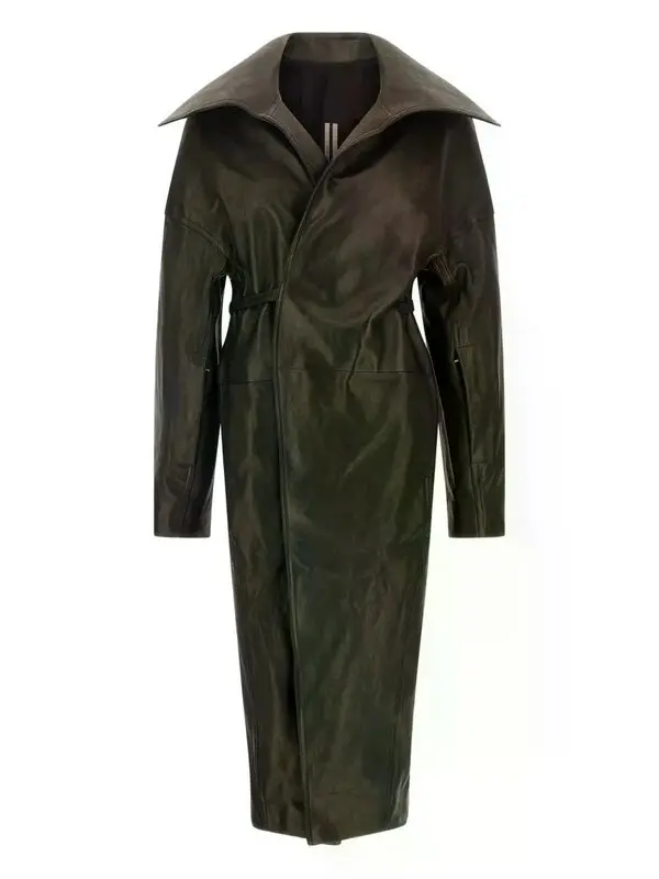Rick Owens Dracucollar Belted Leather Coat