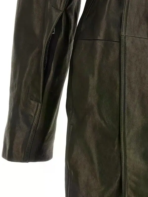 Rick Owens Dracucollar Belted Leather Coat
