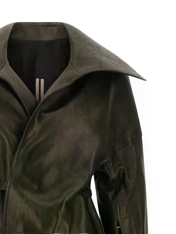 Rick Owens Dracucollar Belted Leather Coat