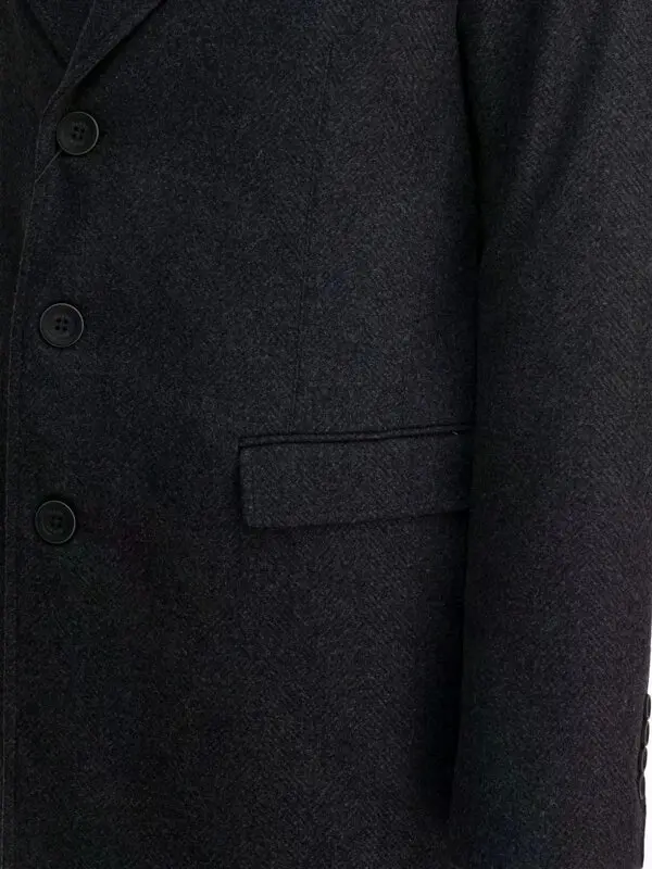 Herno Button Herringbone Coat - Grey