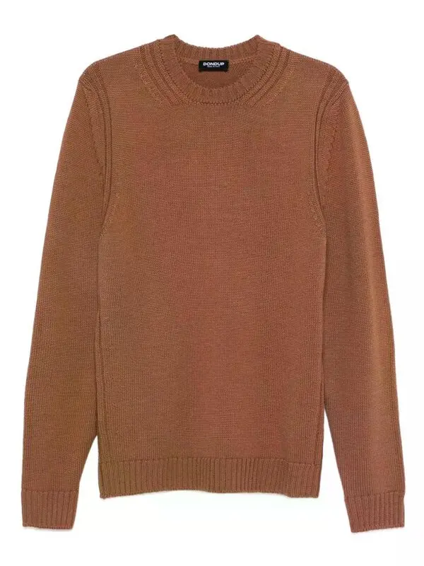 DONDUP Ribbed Crew Neck Long Sleeve Sweater - Brown