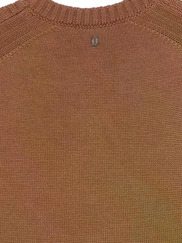 DONDUP Ribbed Crew Neck Long Sleeve Sweater - Brown