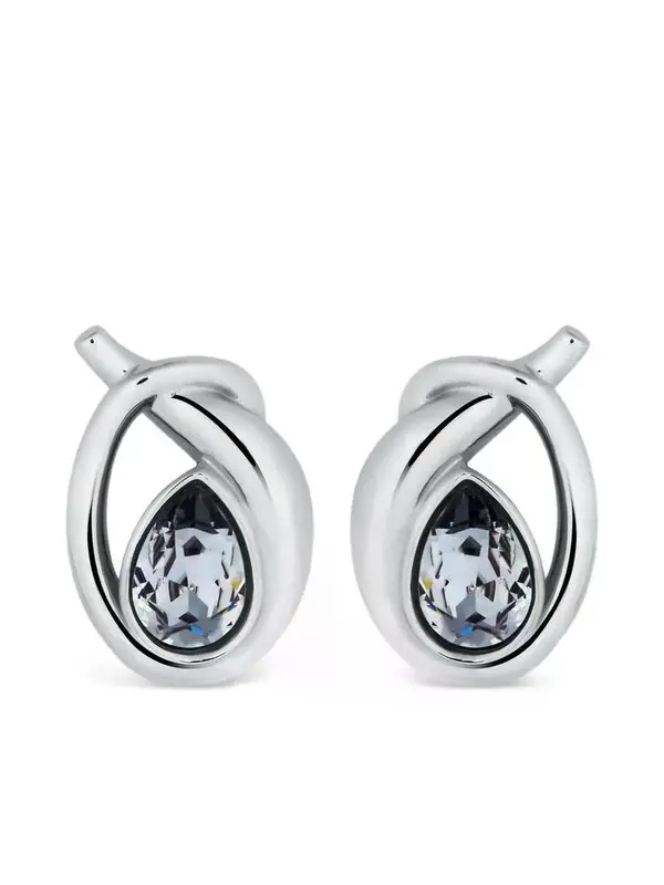 Oscar De La Renta Teardrop Stone Knot Earrings - Silver