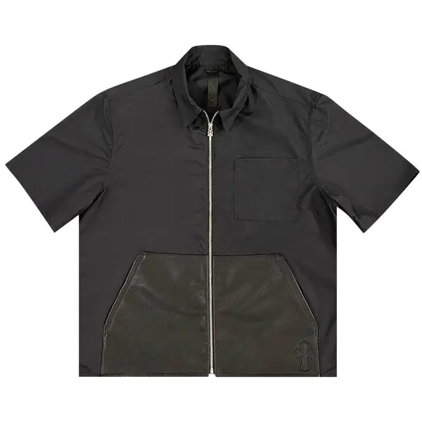 Chrome Hearts Nylon Zip Up Collar Shirt With Leather Pockets
