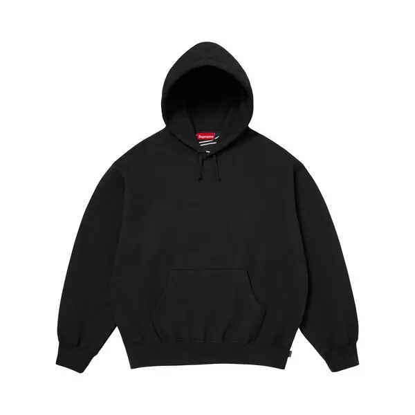 Supreme Satin Appliqué Hooded Sweatshirt - Black