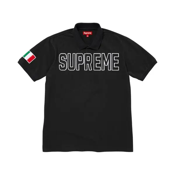 Supreme Twill Appliqué Polo - Black