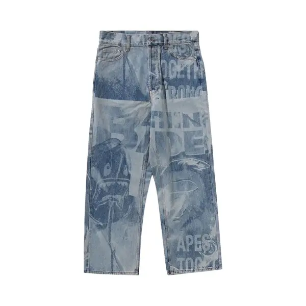 A BATHING APE Lasered Relaxed Fit 13oz Denim Pants