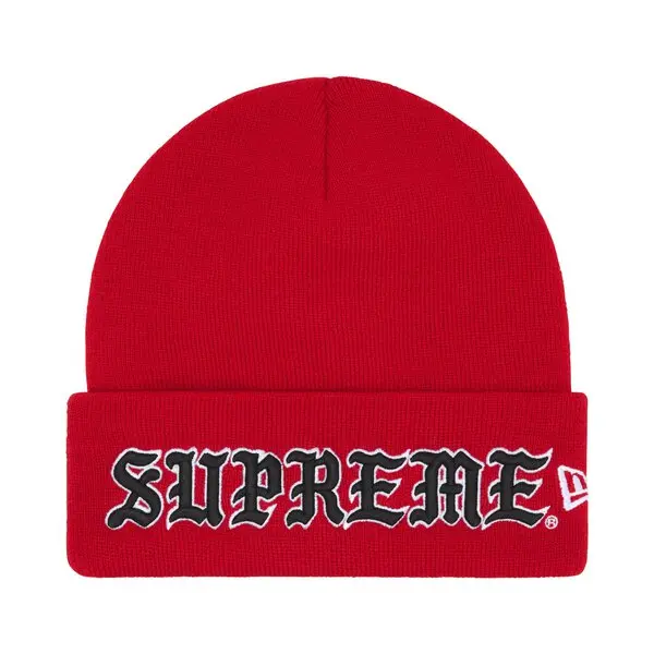 Supreme New Era Old English Beanie - Red