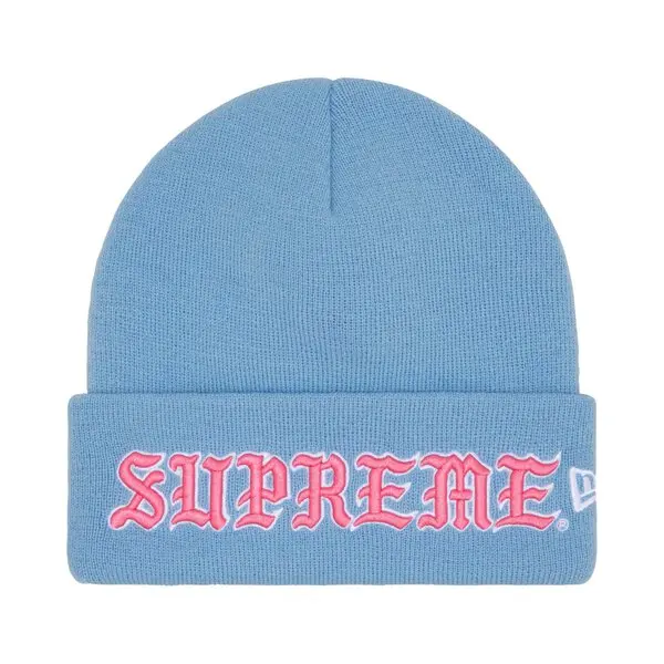 Supreme New Era Old English Beanie - Blue