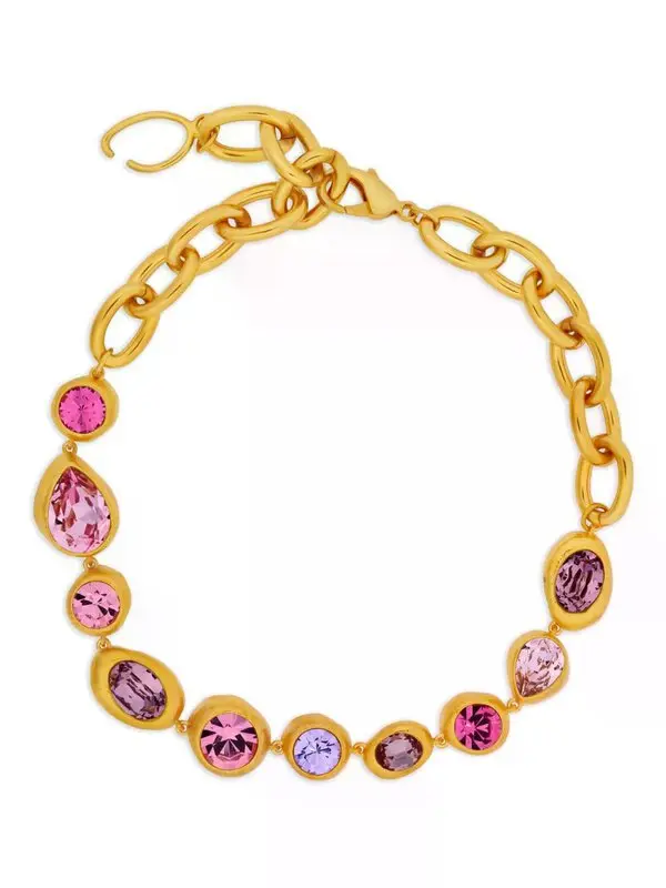 Oscar De La Renta Crystal-embellished Chain-link Necklace - Gold