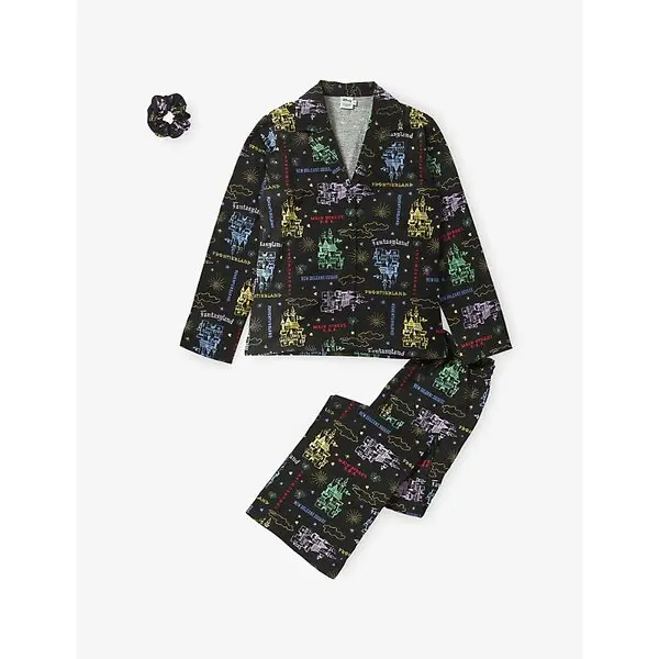 THE DISNEY STORE AT SELFRIDGES Disney X Skinnydip Disneyland Cotton Pyjama And Scrunchie Set - Black
