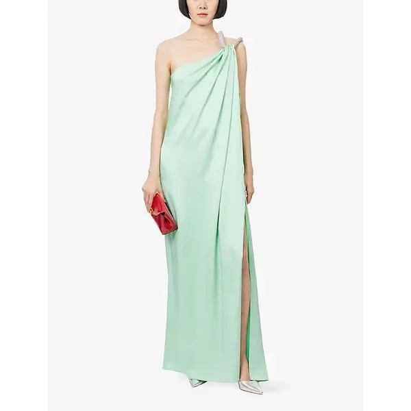 red dress with green accessories Mint Off-shoulder Midi Dress XXL main image 1