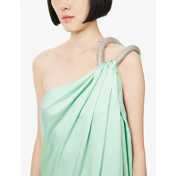 Stella Mccartney Crystal-Embellished One-Shoulder Maxi Dress - Light Mint |  Editorialist