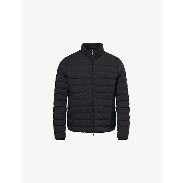 Emporio Armani Badge-embroidered Funnel-neck Shell-down Jacket