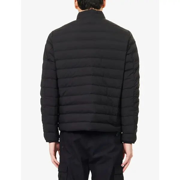 Emporio Armani Badge-embroidered Funnel-neck Shell-down Jacket