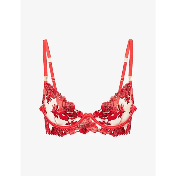 Bluebella Lavanya Wired Lace Bra - Red/ Black/ Sheer