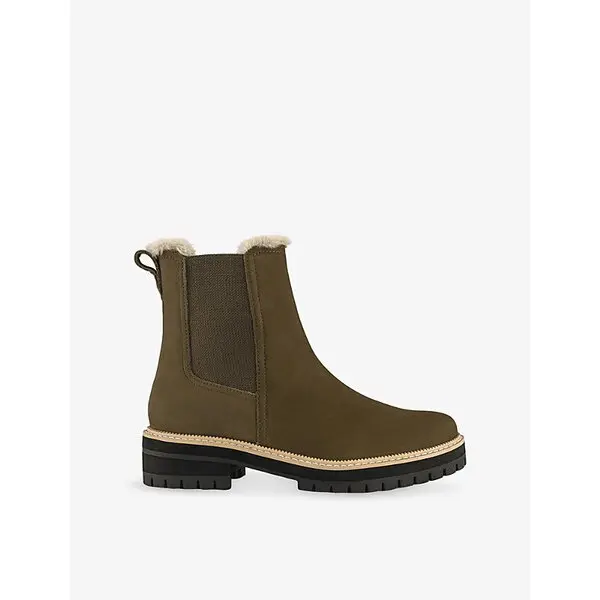 Toms Lined Suede Chelsea Boots - Olive