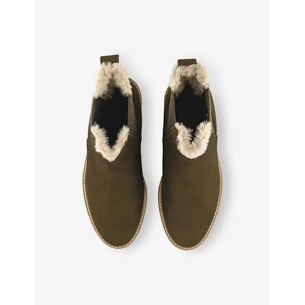 Toms Lined Suede Chelsea Boots - Olive