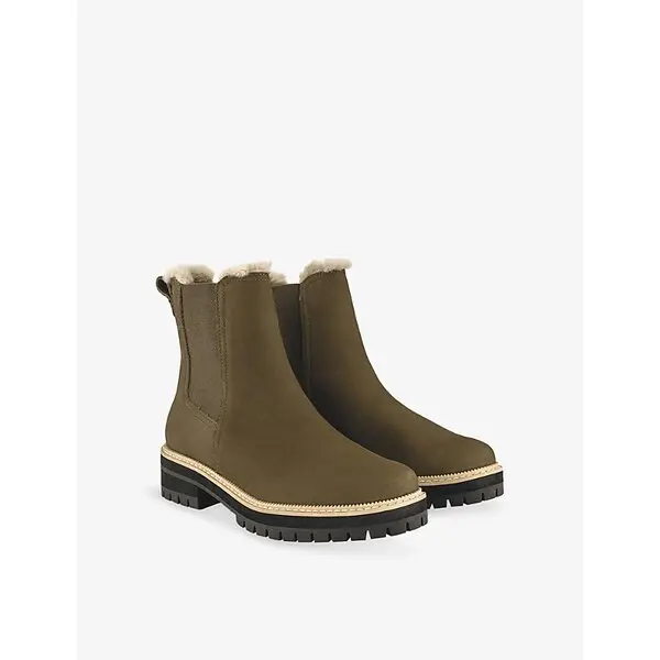 Toms Lined Suede Chelsea Boots - Olive