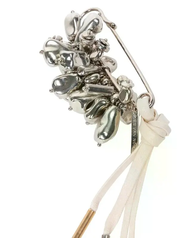 Dries Van Noten Jewel-Embellishment Pin Brooch - Silver | Editorialist
