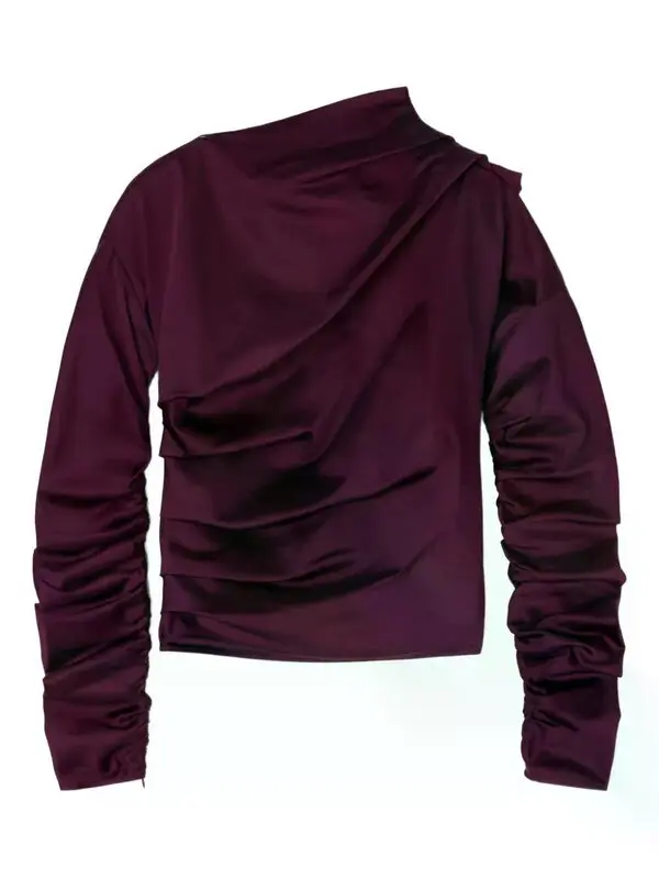 GANNI Ruched Satin Top - Red