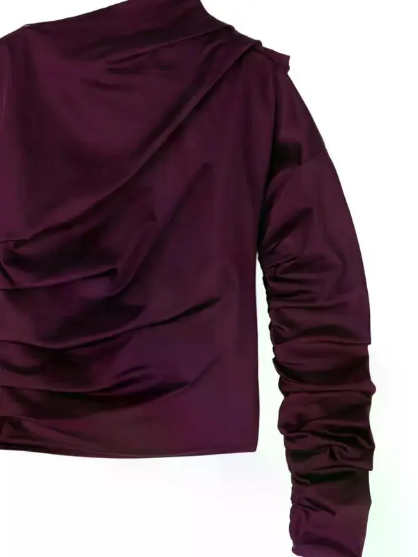 GANNI Ruched Satin Top - Red
