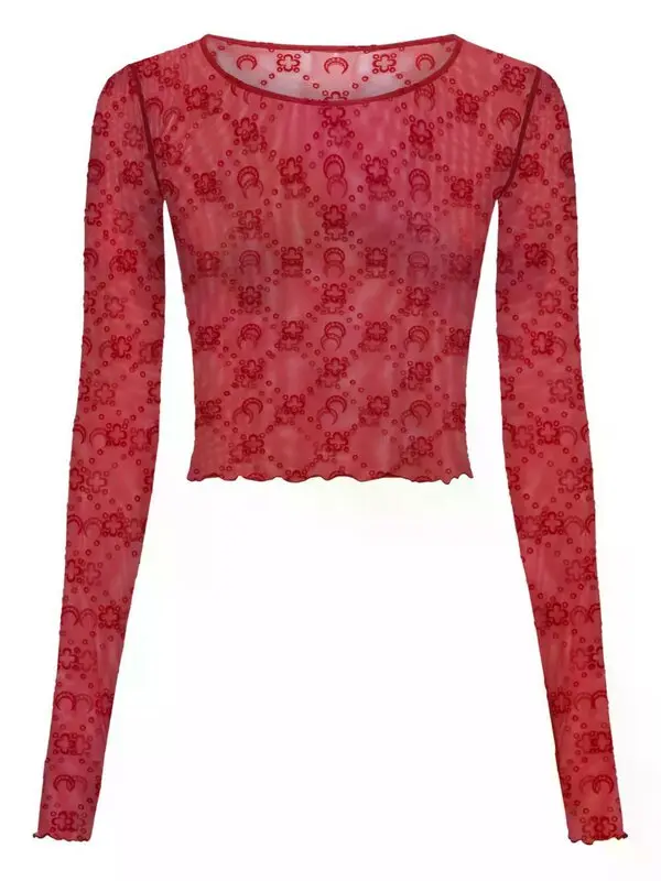 MARINE SERRE Moonogram Cropped Top - Red