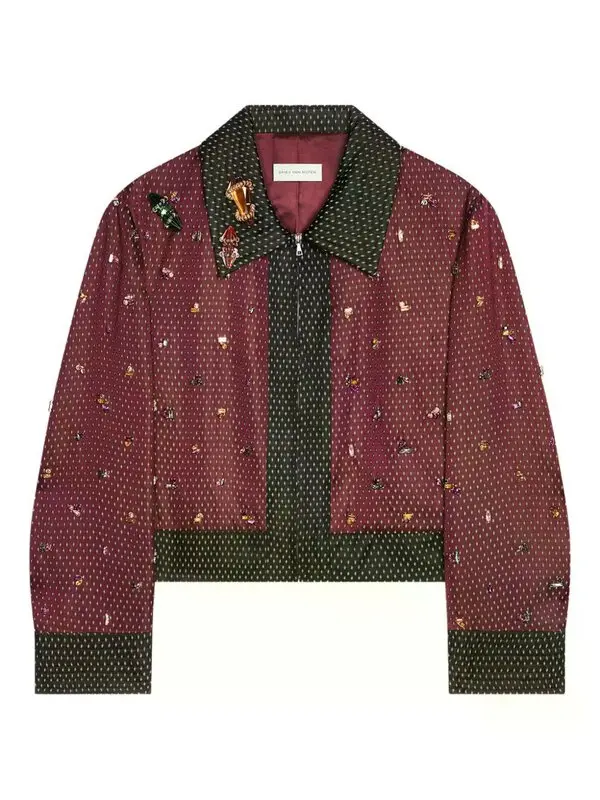 Dries Van Noten Jacquard Cropped Jacket - Red