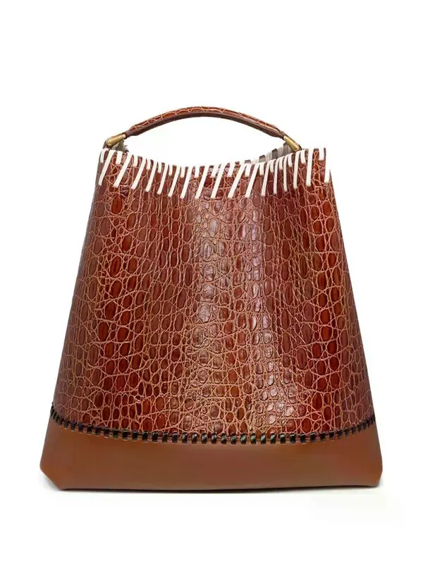 Dries Van Noten Embossed Leather Bucket Bag