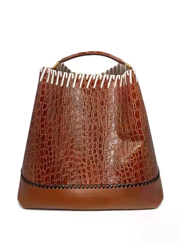 Dries Van Noten Embossed Leather Bucket Bag