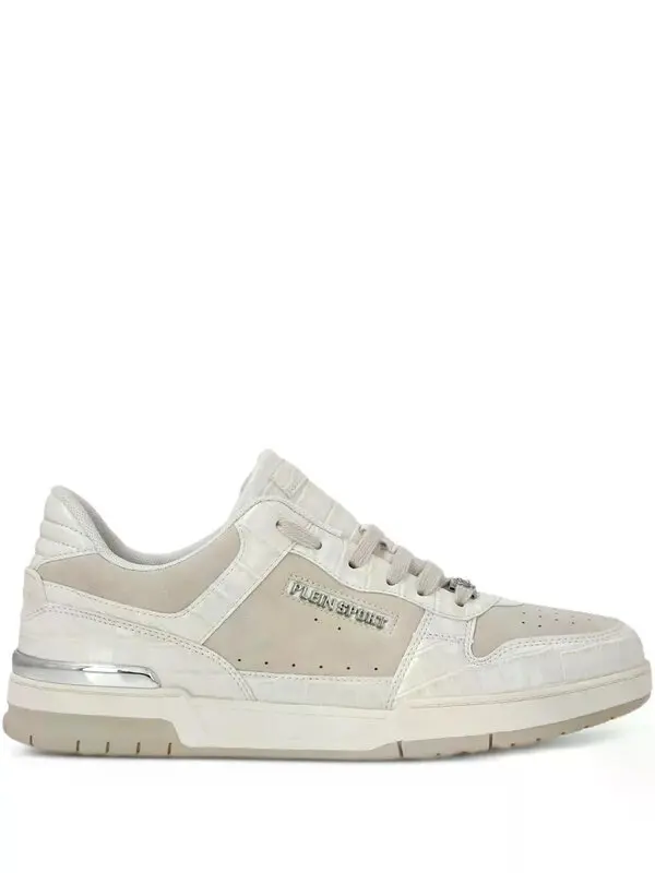 PLEIN SPORT Crocodile-effect Leather Sneakers