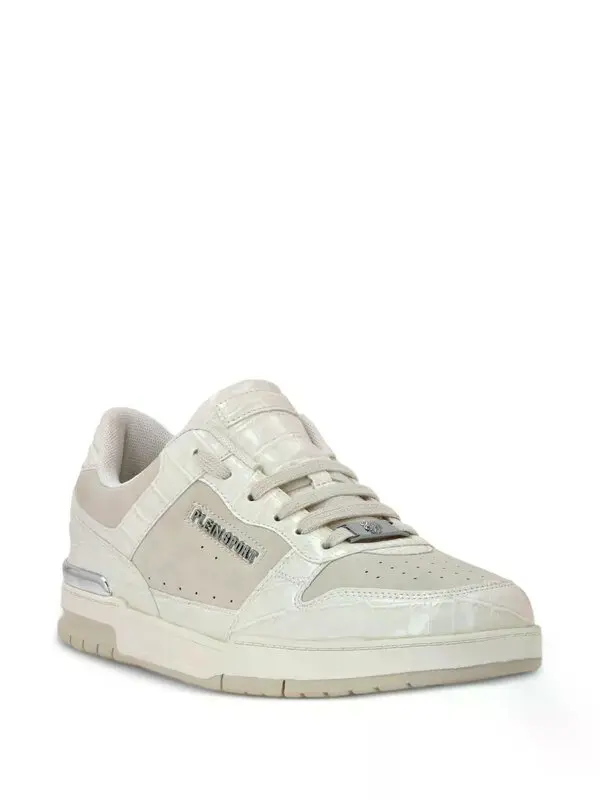 PLEIN SPORT Crocodile-effect Leather Sneakers