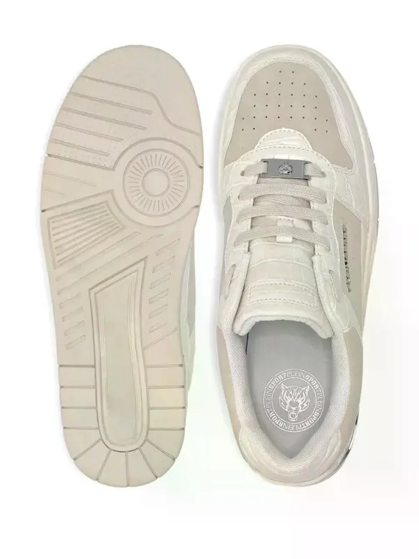 PLEIN SPORT Crocodile-effect Leather Sneakers