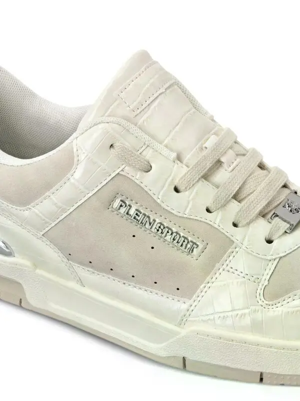PLEIN SPORT Crocodile-effect Leather Sneakers