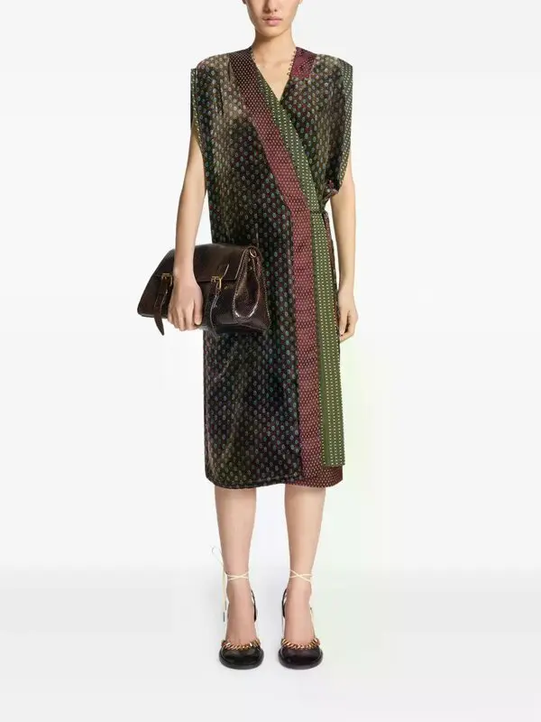 Dries Van Noten Patterned Velvet Wrap Dress
