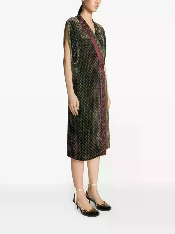 Dries Van Noten Patterned Velvet Wrap Dress