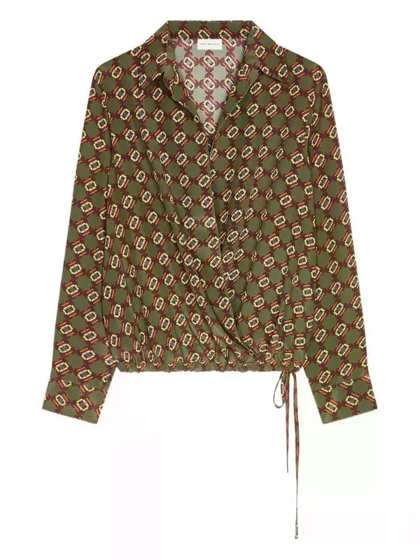 Dries Van Noten Printed Wrap Shirt - Green