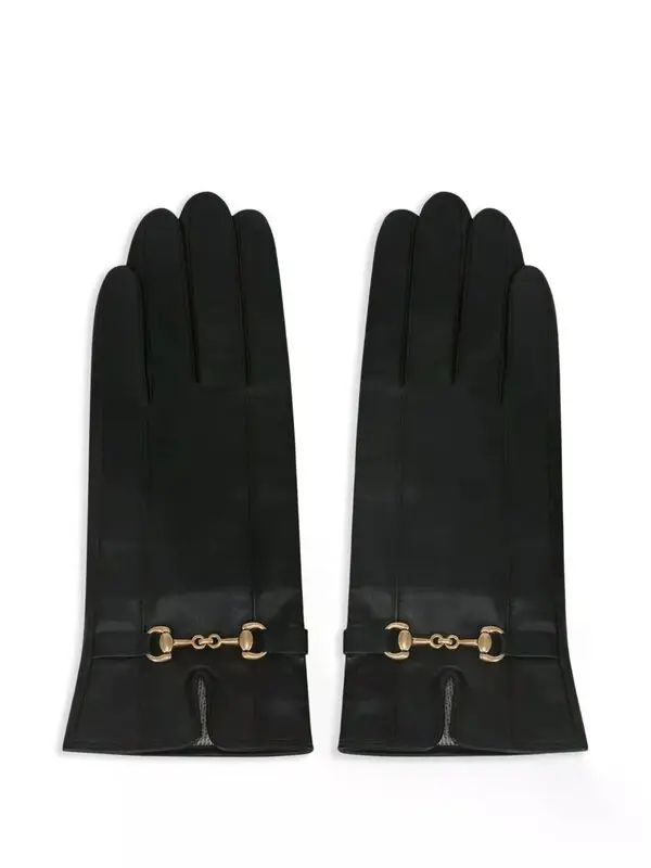 POTAMY Horsebit Leather Gloves - Black