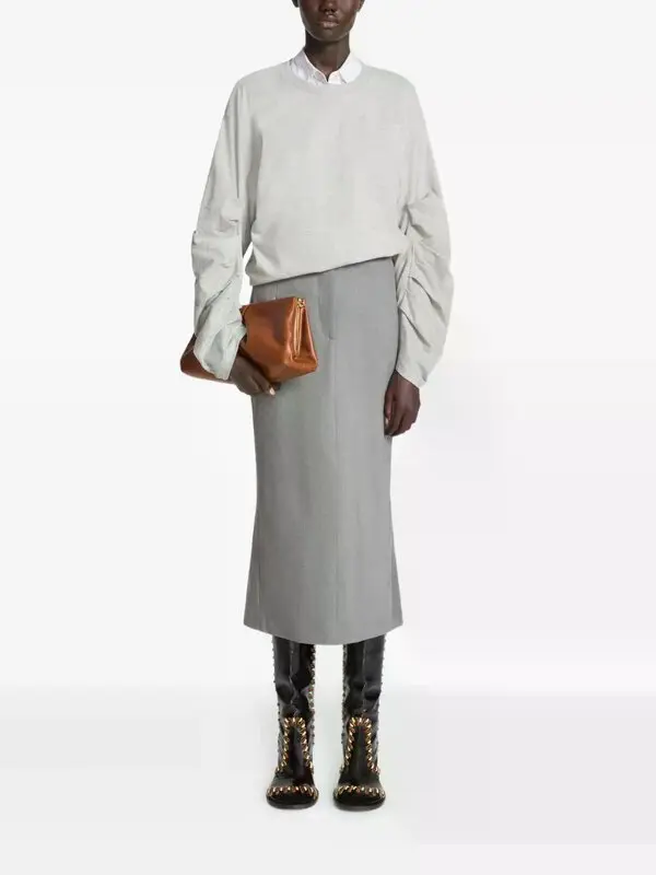 Dries Van Noten Pleated Tailored Midi Skirt