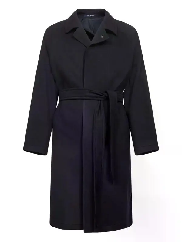 Tagliatore Lapel Belted Coat - Blue