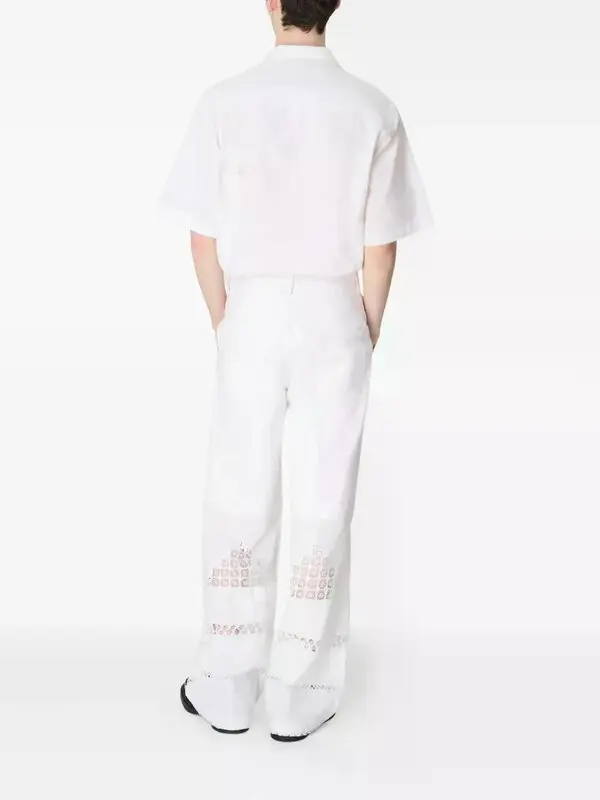 MARINE SERRE Lace-panel Straight-leg Trousers