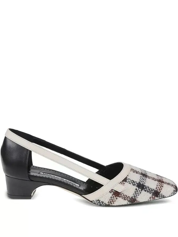 Manolo Blahnik Check-patterned Mid-heel Pumps