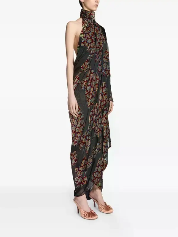 Dries Van Noten Patchwork Asymmetric Maxi Dress