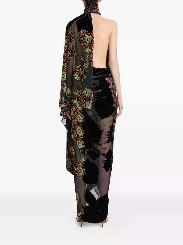 Dries Van Noten Patchwork Asymmetric Maxi Dress