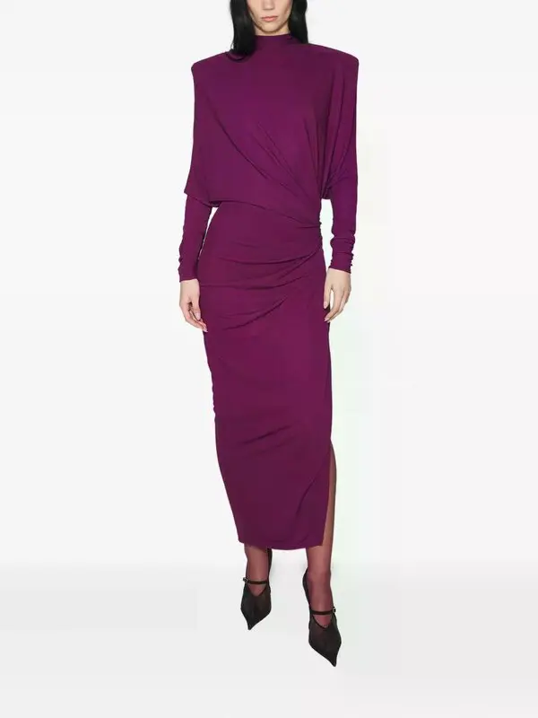 MUGLER Draped Padded-shoulder Maxi Dress
