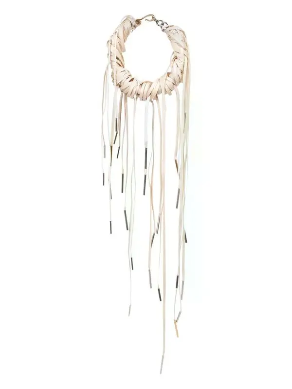 Dries Van Noten Lace-fringe Necklace - Neutrals