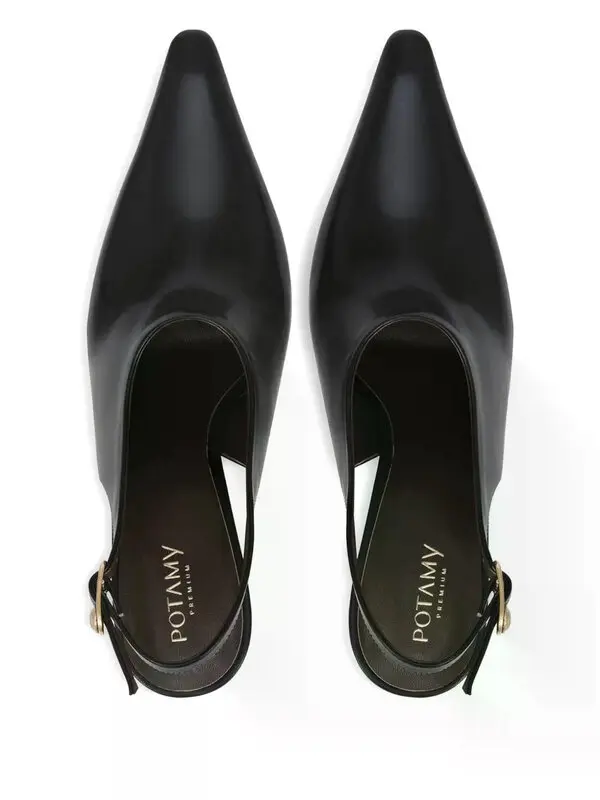 POTAMY 50mm Leather Heeled Pumps