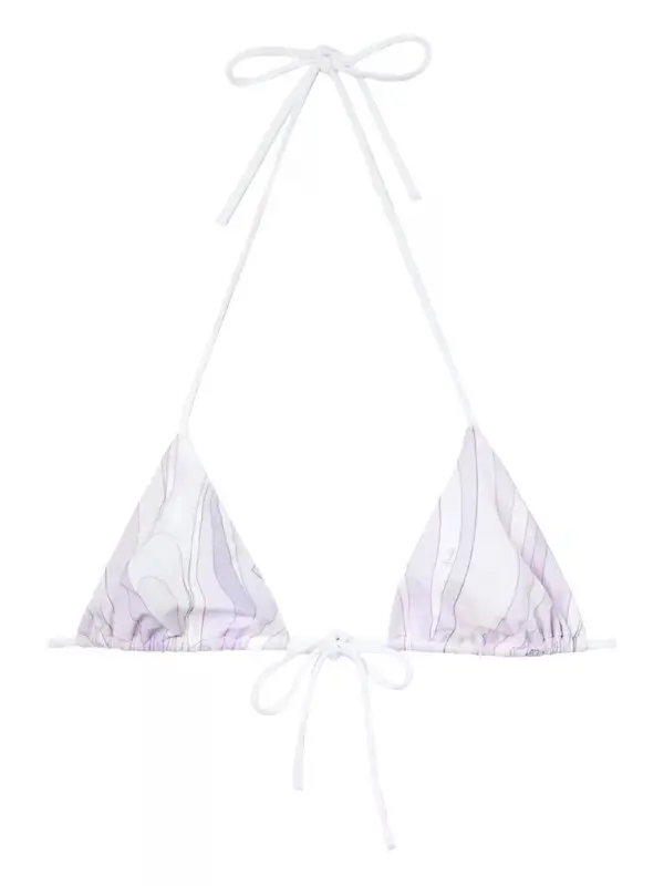 Emilio Pucci Marmo-print Triangle Bikini Top - White